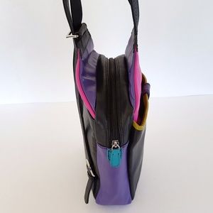 Ili New York | Bags | Ili Mini Backpack Purse Leather Colorblock Sling ...